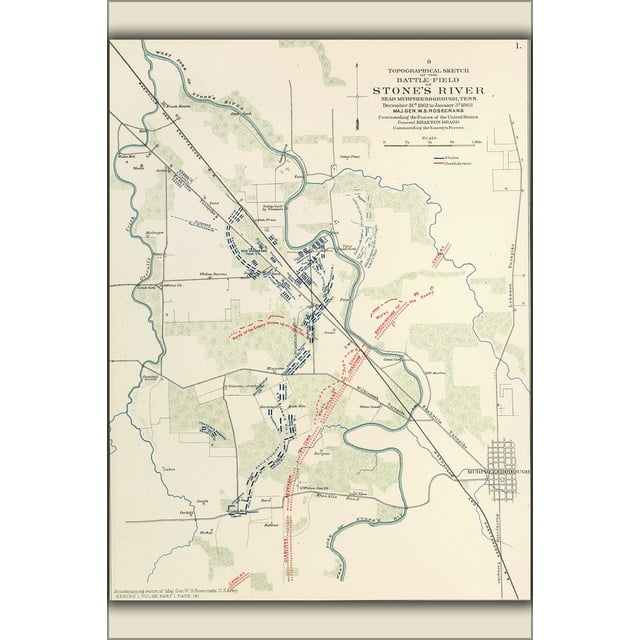 24"x36" Gallery Poster, Battle of Stones River, Dec 31 1862 to Jan 3 ...