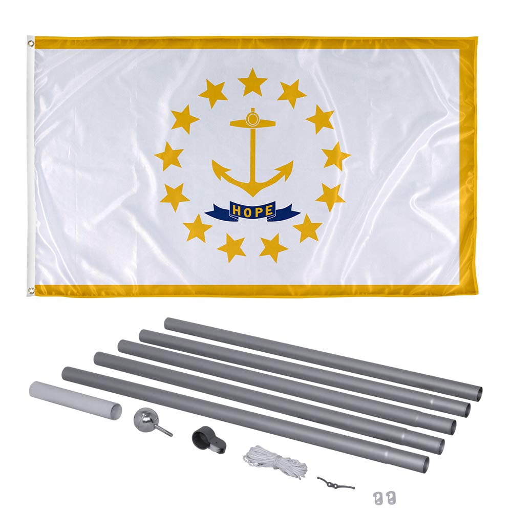 Rhode Island State Flag and 20ft Flagpole with PVC Ground Insert ...