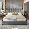 HMYG King Size Upholstered Bed Frame,With Wall Sconce And USB Port,Wide ...