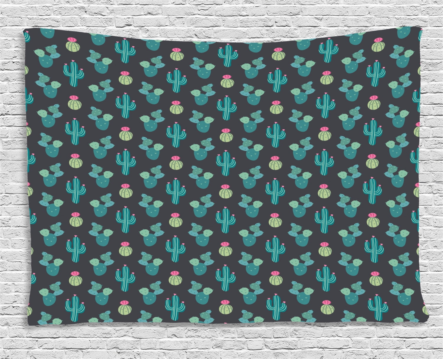 Botanical Tapestry, Saguaro Cactus Pattern with Blooms Exotic Plants ...