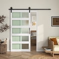 40"x84" Modern 5-Lite French Barn Door White PVC Wrapped , Heavy Duty ...