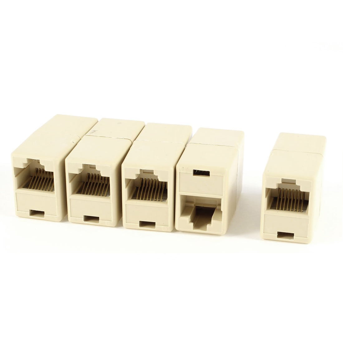 5 Pcs Beige Plastic RJ45 8P8C Female to Female Ethernet Connector ...