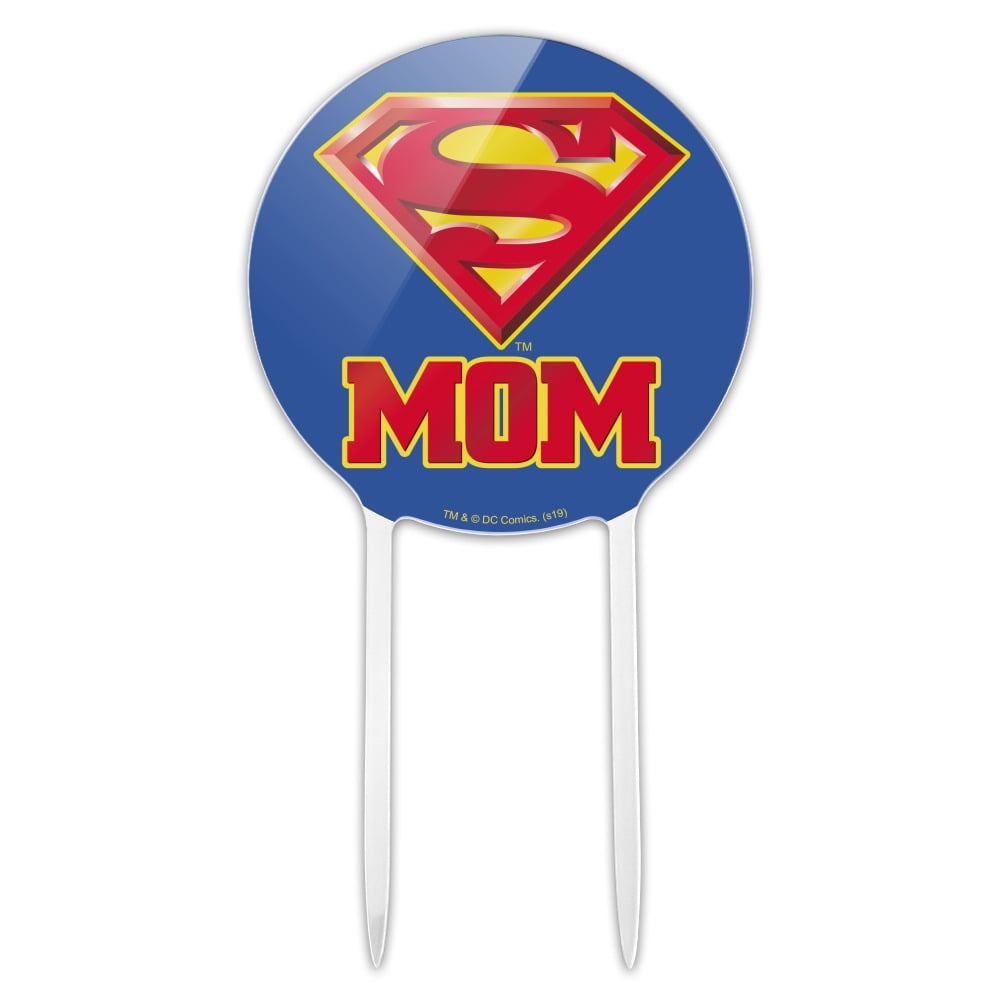 Acrylic Superman Super Mom Shield Logo Cake Topper Party Decoration for ...