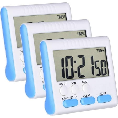 3 Pack 24 Hours Magnetic Kitchen Timers with Digital Alarm Clock Timer ...