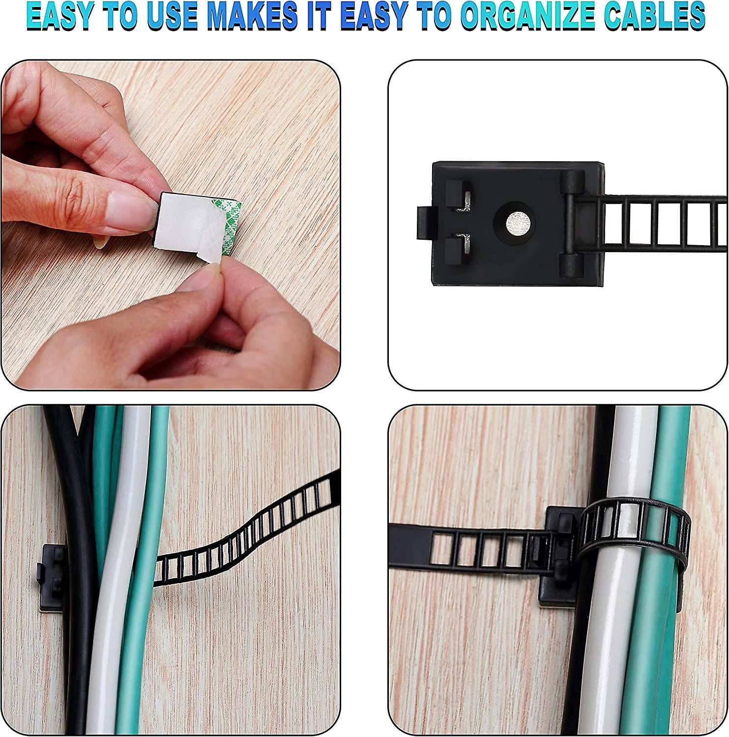 60 Piezas Clips para Cable, Clips para Cable Adhesivo Nylon Clips para ...