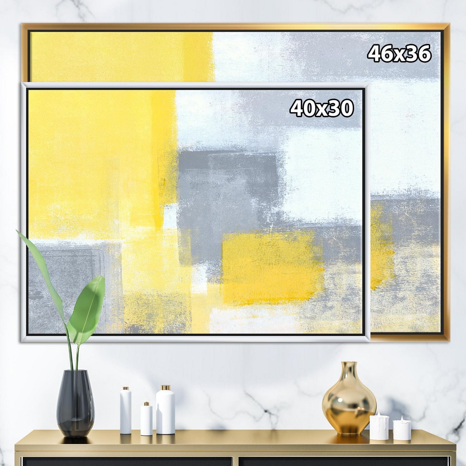 Click here for Designart Grey And Yellow Blue Abstract Xxi Float... prices