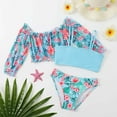 Girls Swimsuit Floral Three Piece Set Strapless Letter Print Two Piece ...