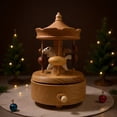Wooden Carousel Music Box with Moving & Elevating Horses, Rotating Wind ...