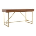 Vaiz 3-Drawer Wood Writing Desk, Gold and Light Walnut - Walmart.com