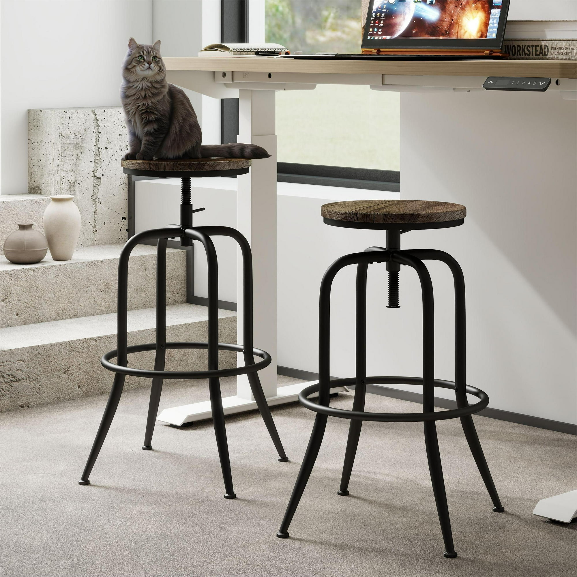 Click here for Homy Casa Adjustable Swivel Barstool Set Of 2 - Wa... prices