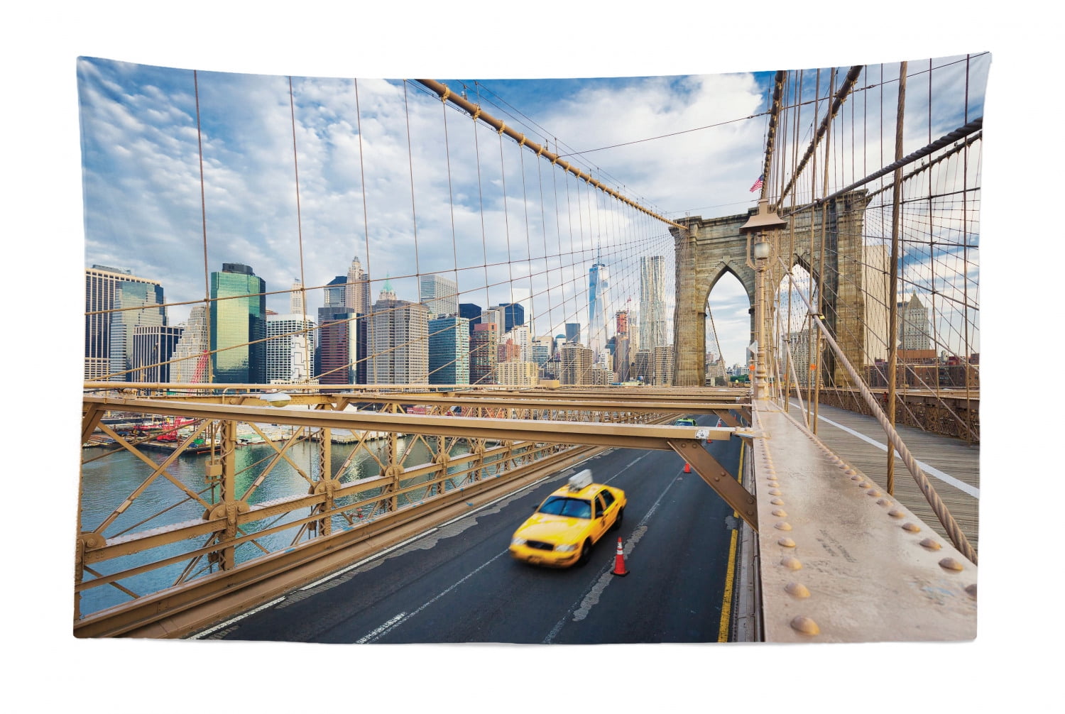 New York Taxi Tapestry, Side View Design Illustration of Modern Style ...
