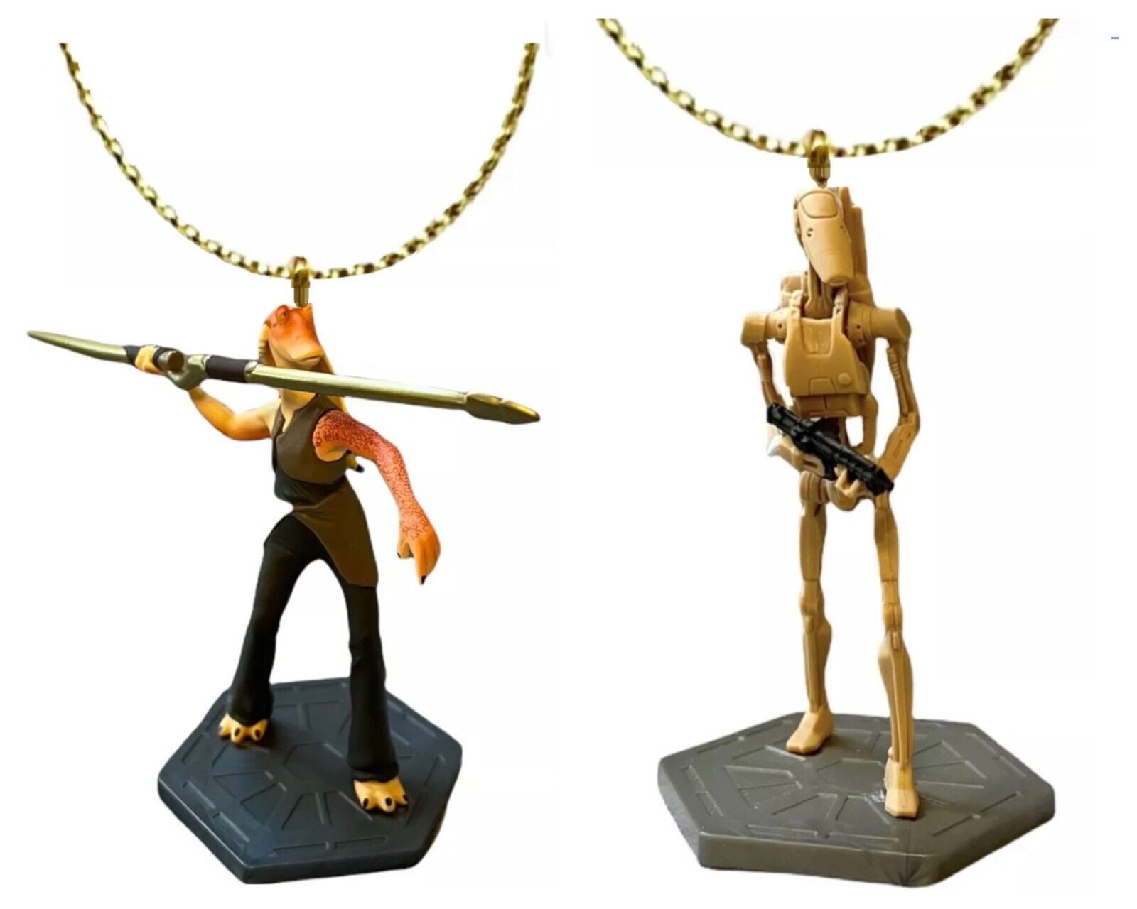 Star Wars Battle Droid & Jar Jar Binks Ornament Figurine Figure Pvc ...