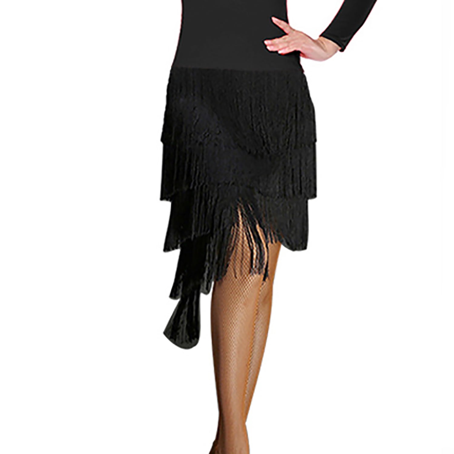 Whitewed Asymmetrical Hem Layered Fringe Latin Reggaeton Kizomba Zouk ...