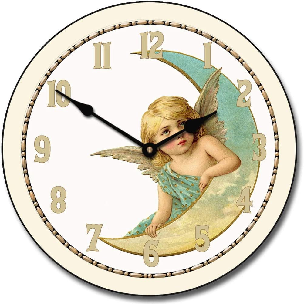 Moon Angel Wall Clock | Beautiful Color, Silent Mechanism, Made in USA ...