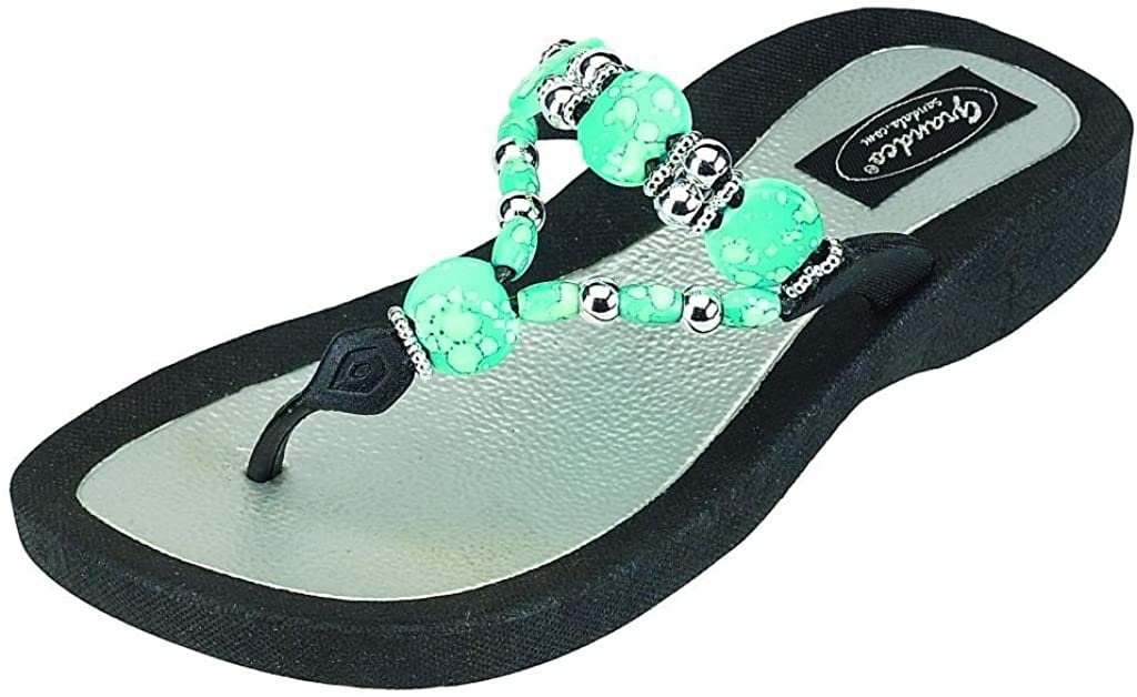 Grandco Sandals for Women Triumph Thong Jeweled Beaded Flip Flops 10 ...