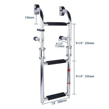 BAOSITY Boat Ladder Ladder Stainless Steel Transom Mounting Ladder ...