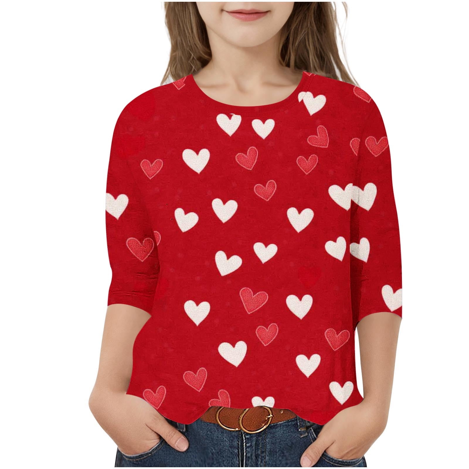 Click here for Lovzfmll Kids Love Themed 3/4 Sleeve Top  Round Ne... prices