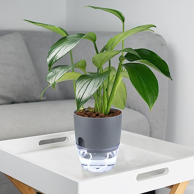 Tutuviw Self-Watering Flower Pots, 2 Layer Self Watering Round Plant ...