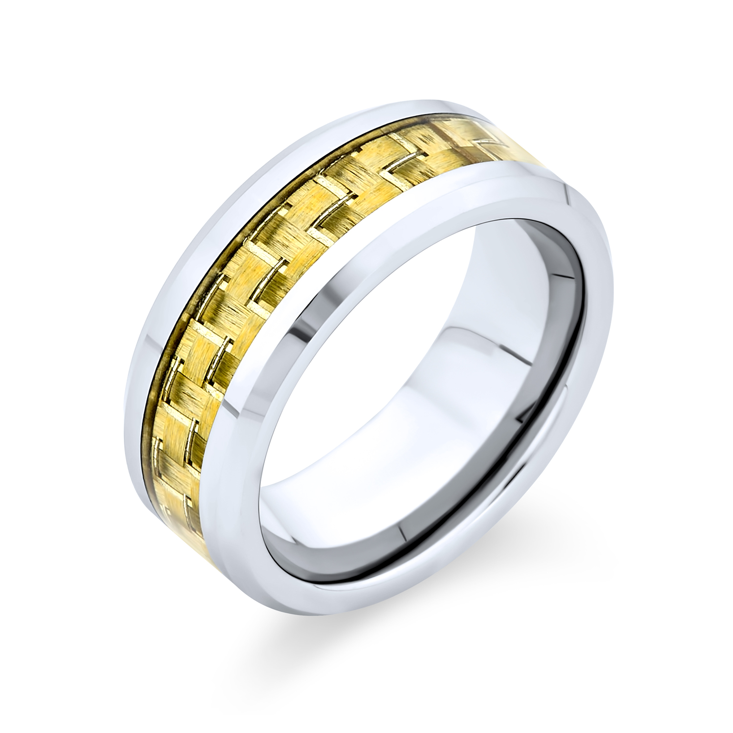 Titanium 14k Yellow Inlay 5mm Brushed Band - Walmart.com