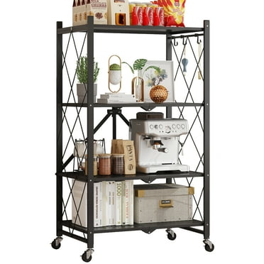Powiller 4-Tier Foldable Metal Shelf, Heavy Duty Rack, Kitchen Units ...