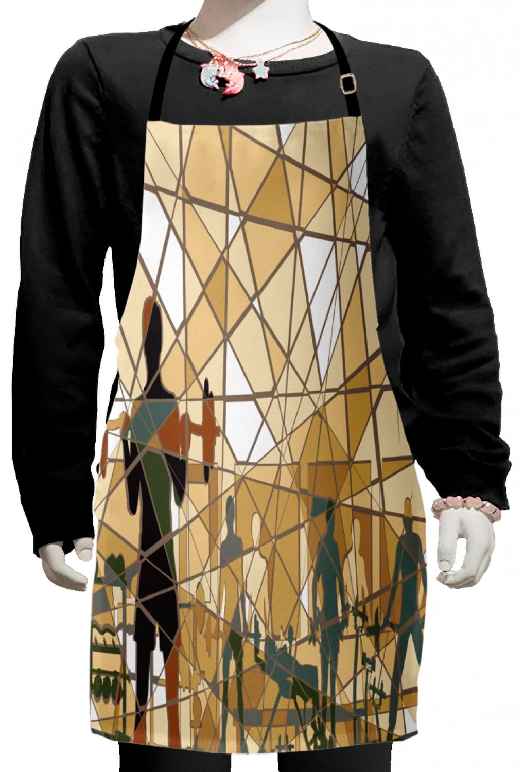 Fitness Kids Apron, Mosaic Design of People Exercising in a Gym ...