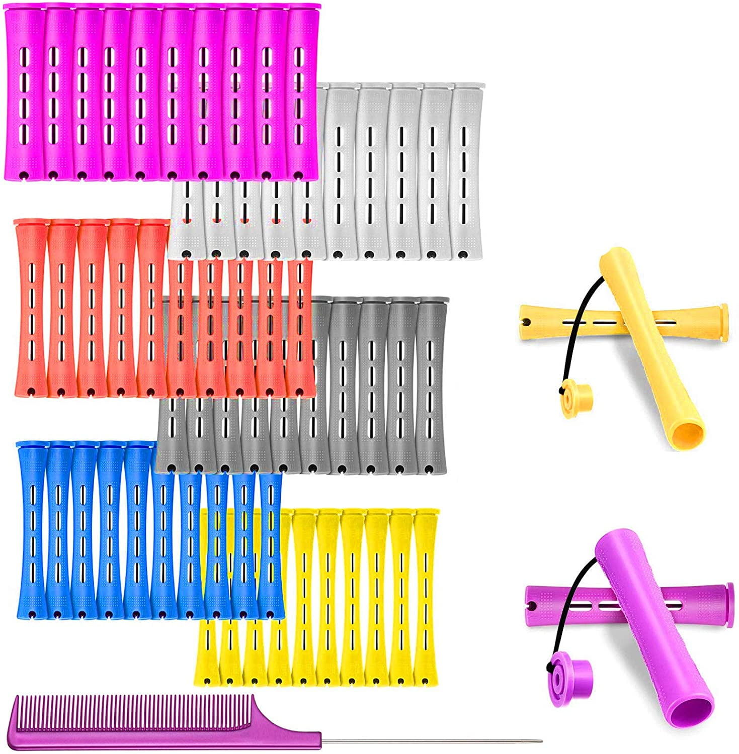 60 Pieces Hair Perm Rods Set, Plastic Perming Rods Cold Wave Rods Hair ...