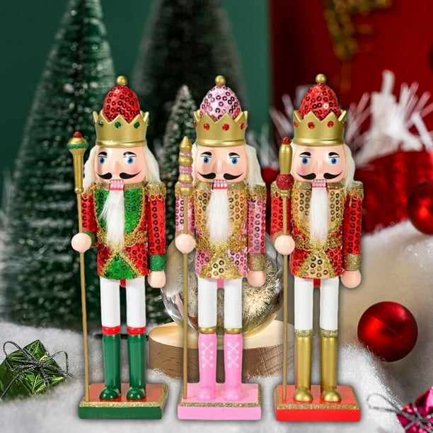 3 Pieces Wooden Nutcracker Ornaments Holiday Present Nutcracker King ...