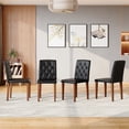 AUU Set of 4 Light Grey PU Dining Chairs – Ergonomic Buckle Backrest ...
