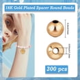 1set Brass Spacer Beads Round Real 18K Gold Plated 5mm Hole: 1.2mm ...