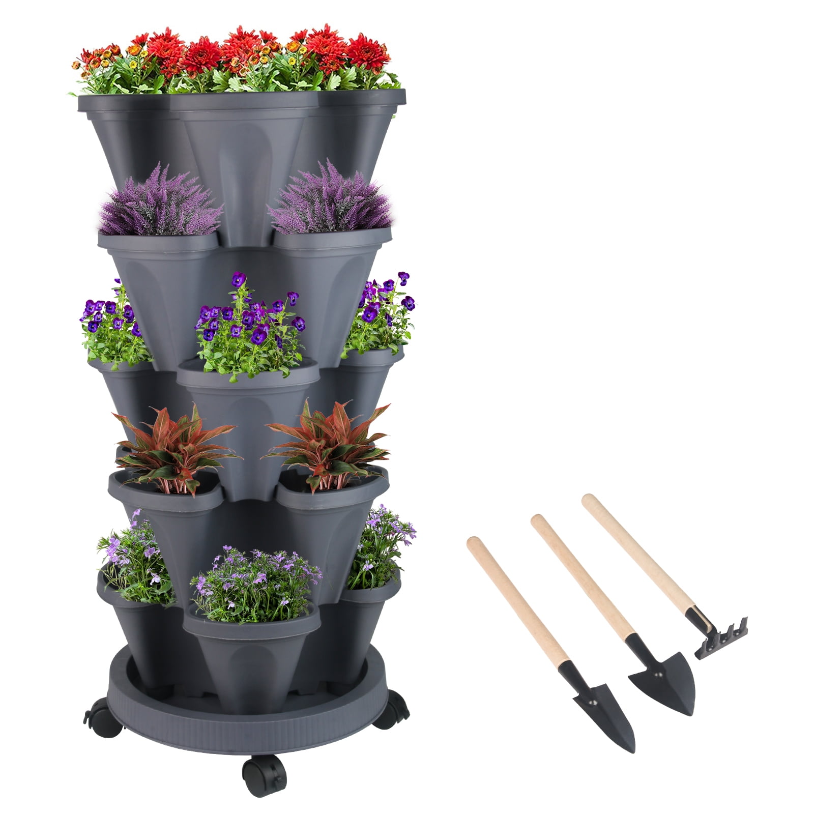 5 Tier Vertical Gardening Stackable Planter for Strawberries, Flowers ...