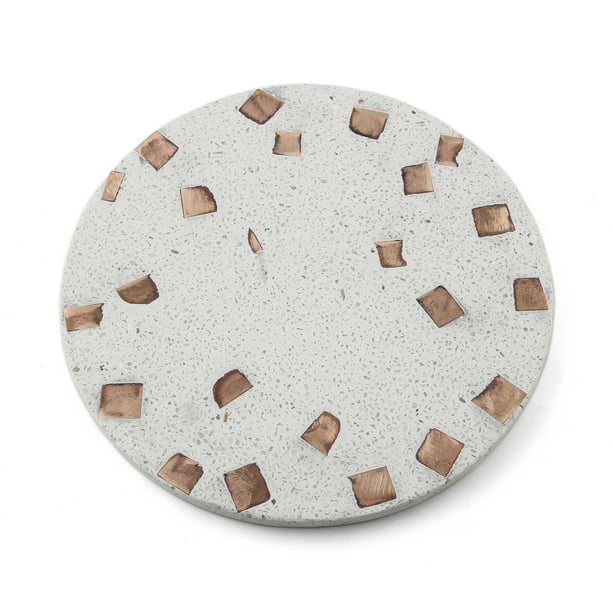 Round White Terrazzo Trivet with Copper Inlay Flecks - Walmart.com