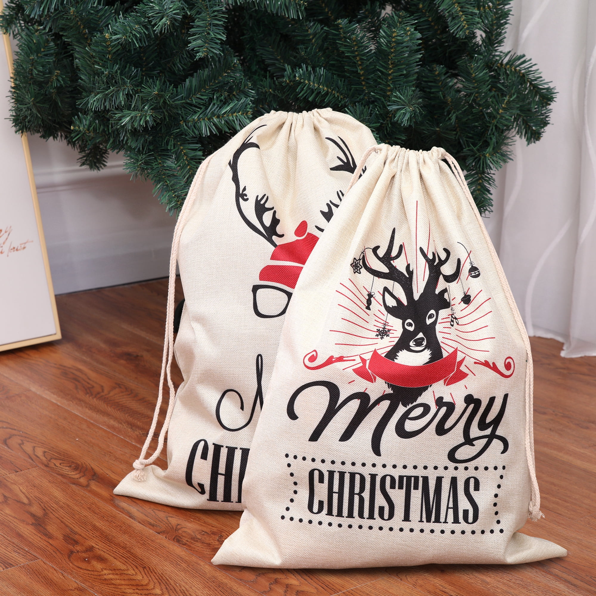 Christmas Santa Sack, 2PCS Personalized Santa Sack Bag Christmas Bag ...