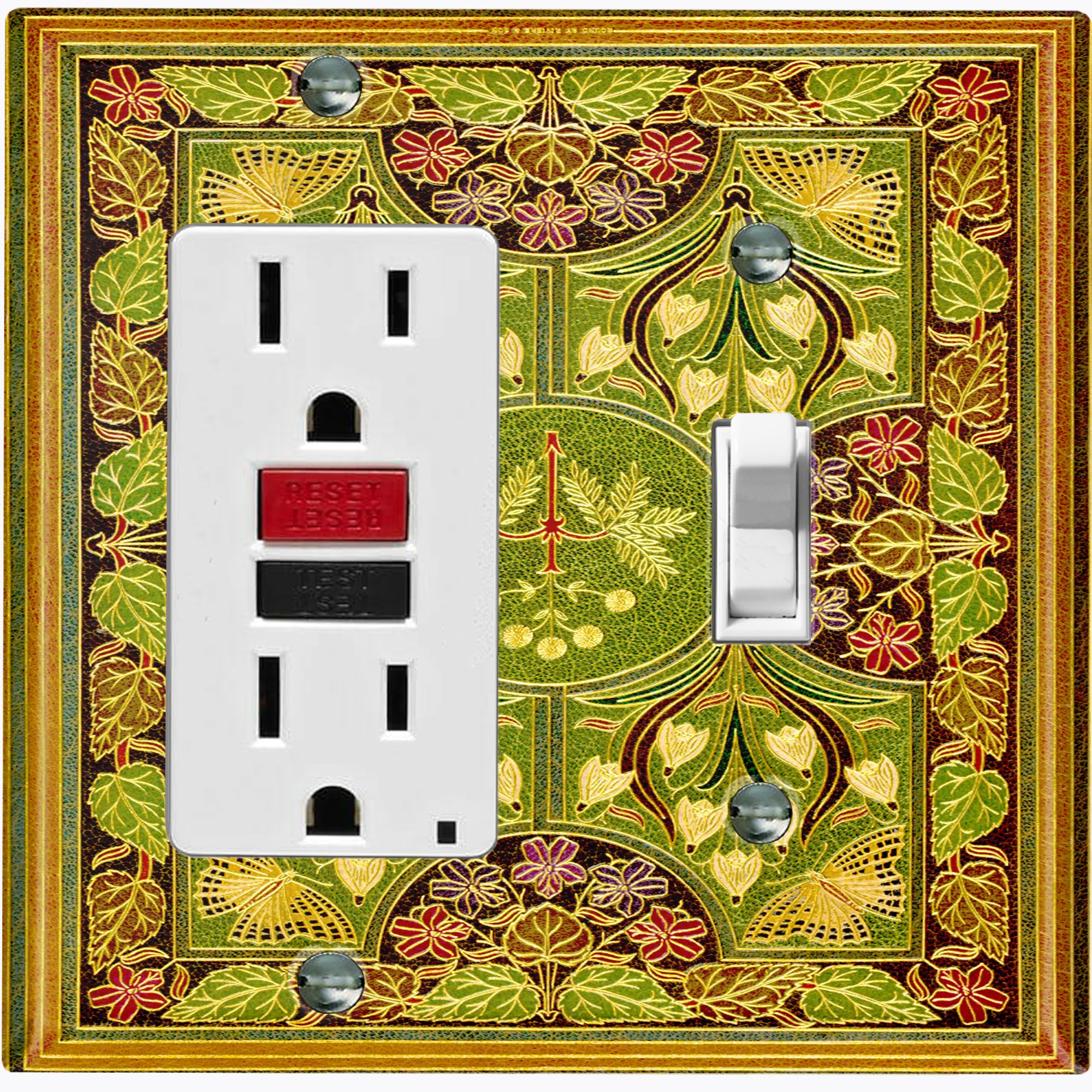 Metal Light Switch Plate Cover Elegant Victorian Floral Leaf Butterfly ...