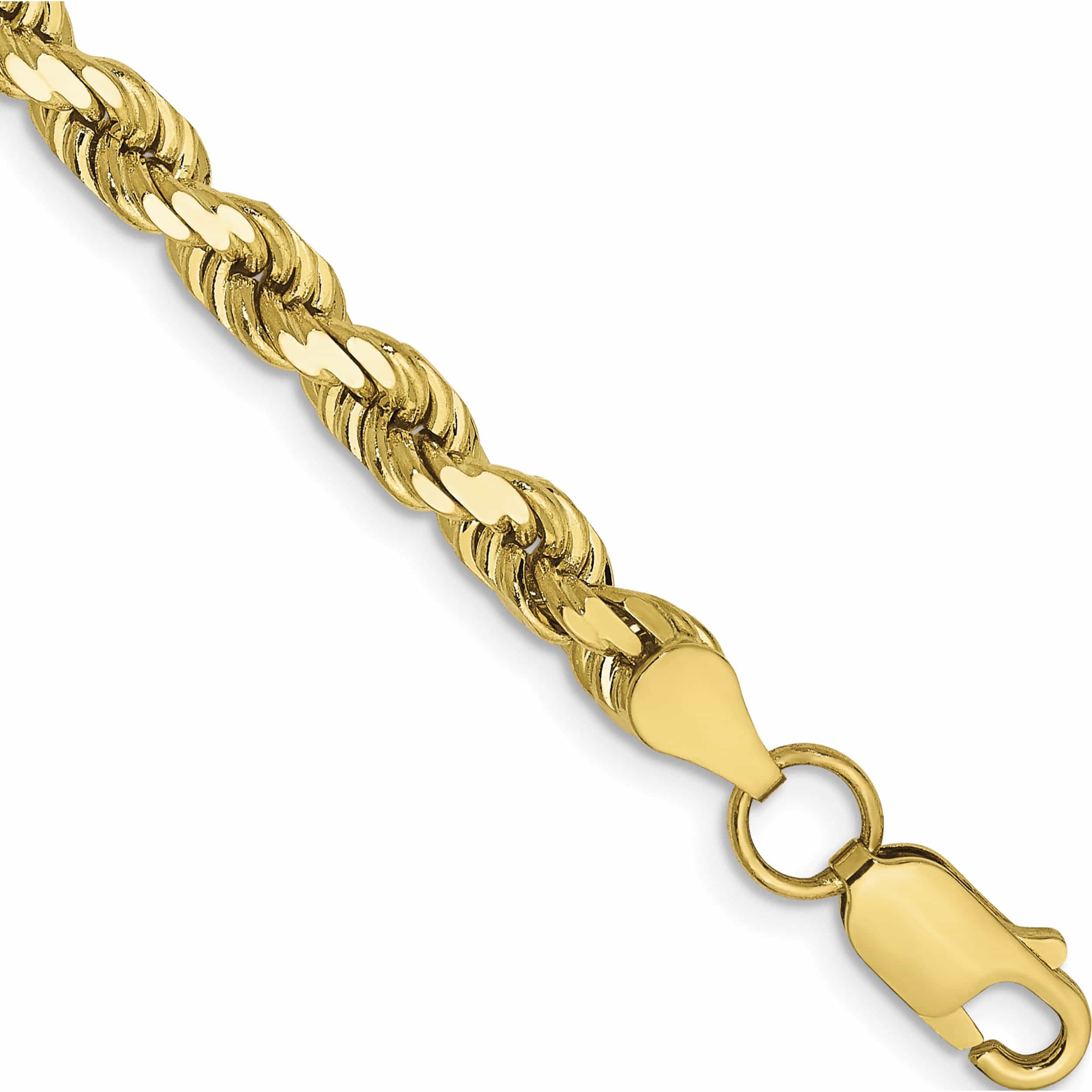 10K Yellow Gold 4.5mm Diamond-Cut Rope Chain (7 X 4.5) Made In Peru ...