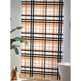 Abstract Stripes Sheer Curtains 96 Inch Long 1 Panel Orange Black Grey ...