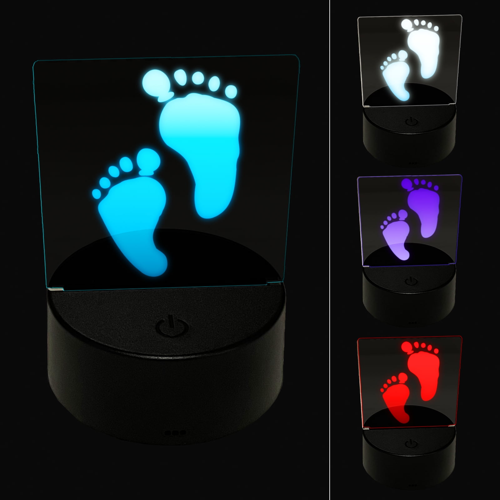 Cute Baby Footprints Silhouette LED Night Light Sign 3D Illusion Desk ...