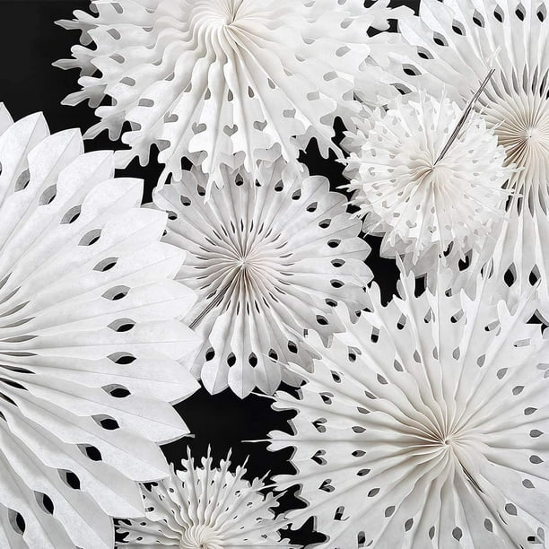 Winter Wonderland Snowflake Party Decorations Hanging White Paper Fan ...
