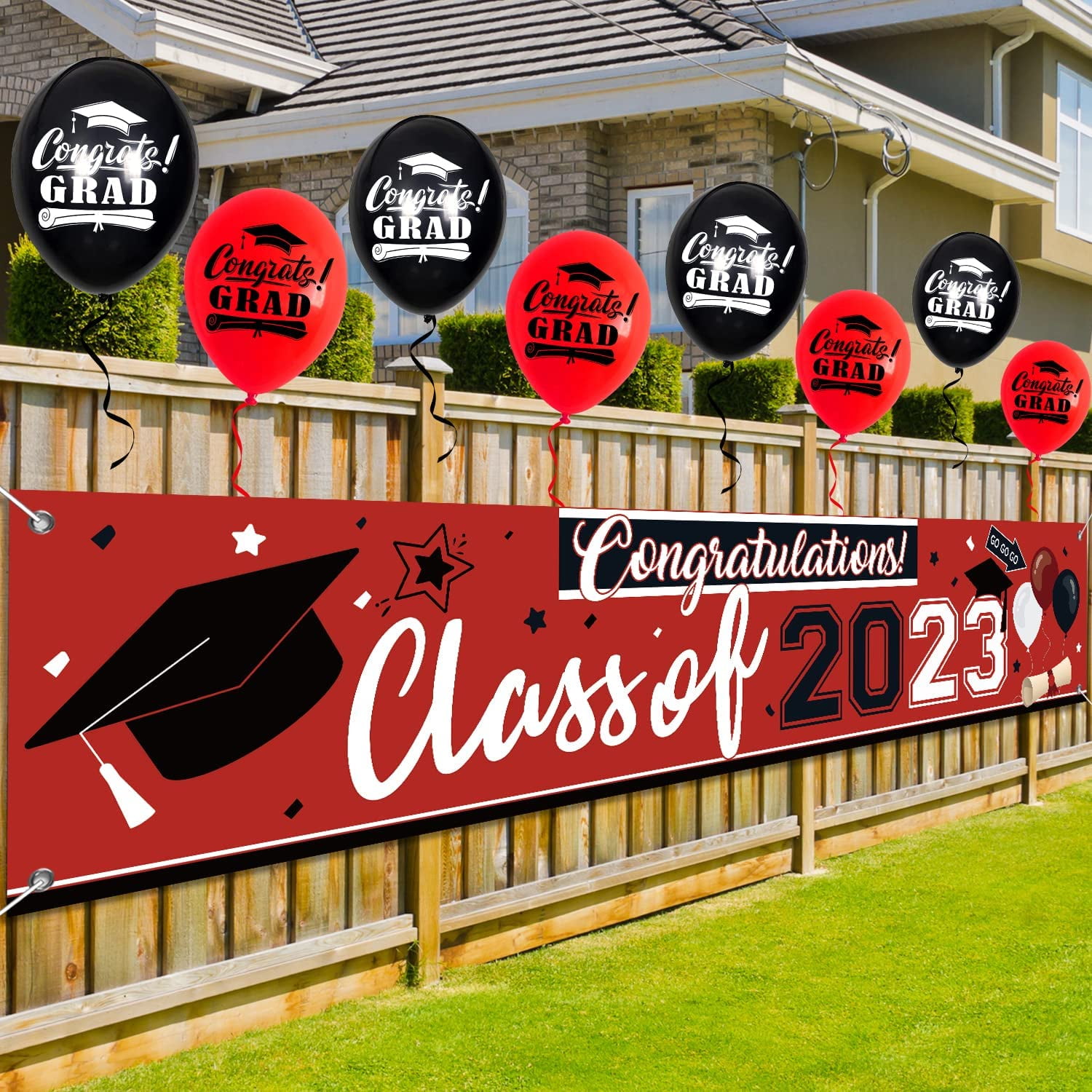 Red And Black Graduation Decorations 2023 Graduation Banner Class Of