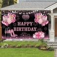 7x5ft Pink Golden Birthday Backdrop Glitter Happy Birthday Background ...