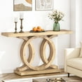 Tribesigns 55" Console Table with Geometric Base, Wooden Entryway Table ...