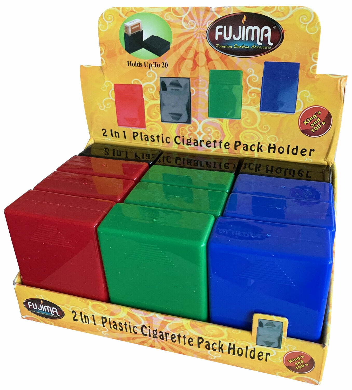 12 Pk Asst Color Crush-Proof Plastic 2 Piece Cigarette Case For King ...