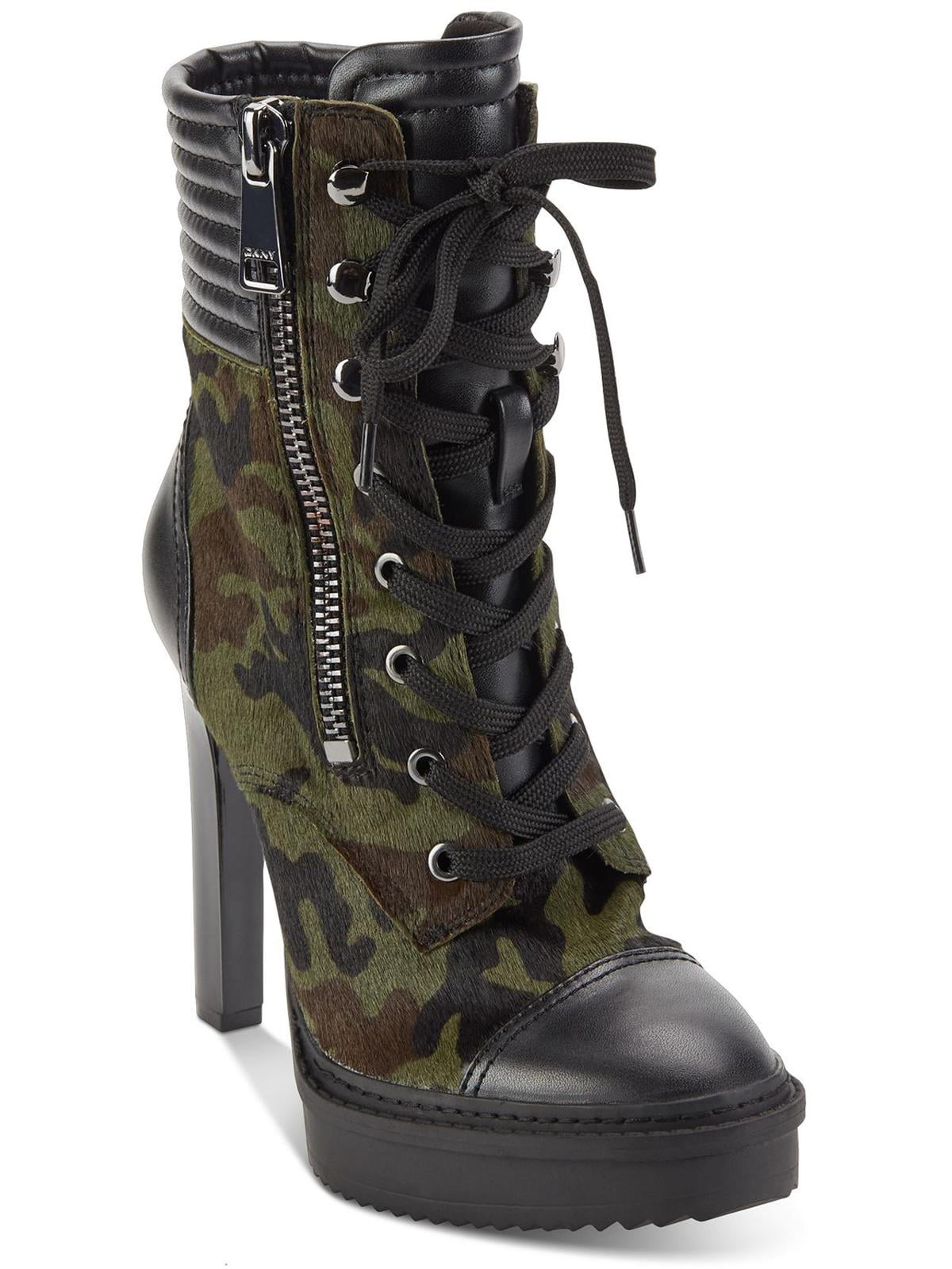 DKNY Womens Steffi Calf Hair Leather Combat & Lace-up Boots - Walmart.com