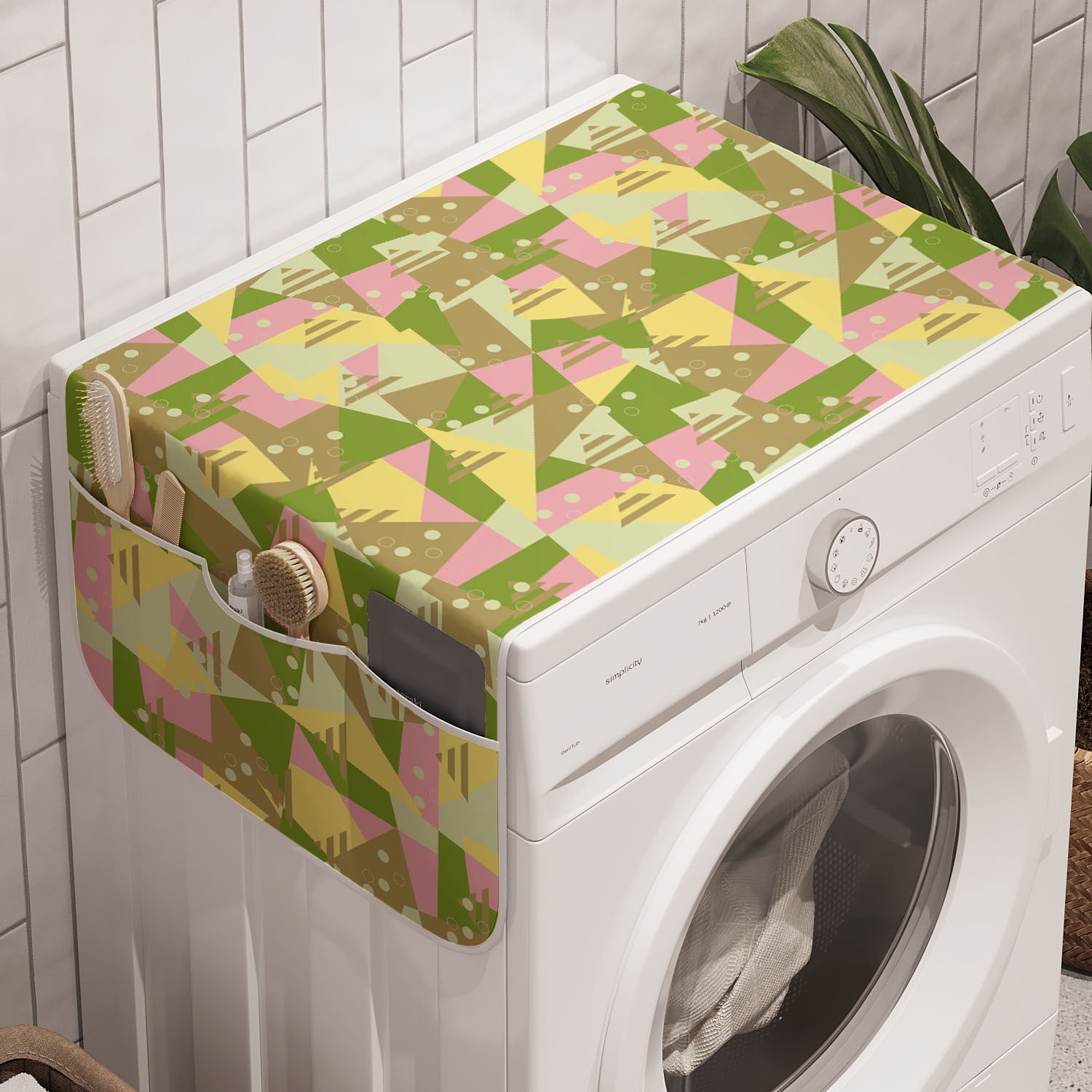 Geometric Washing Machine Organizer, Triangles with Stripes Angular ...