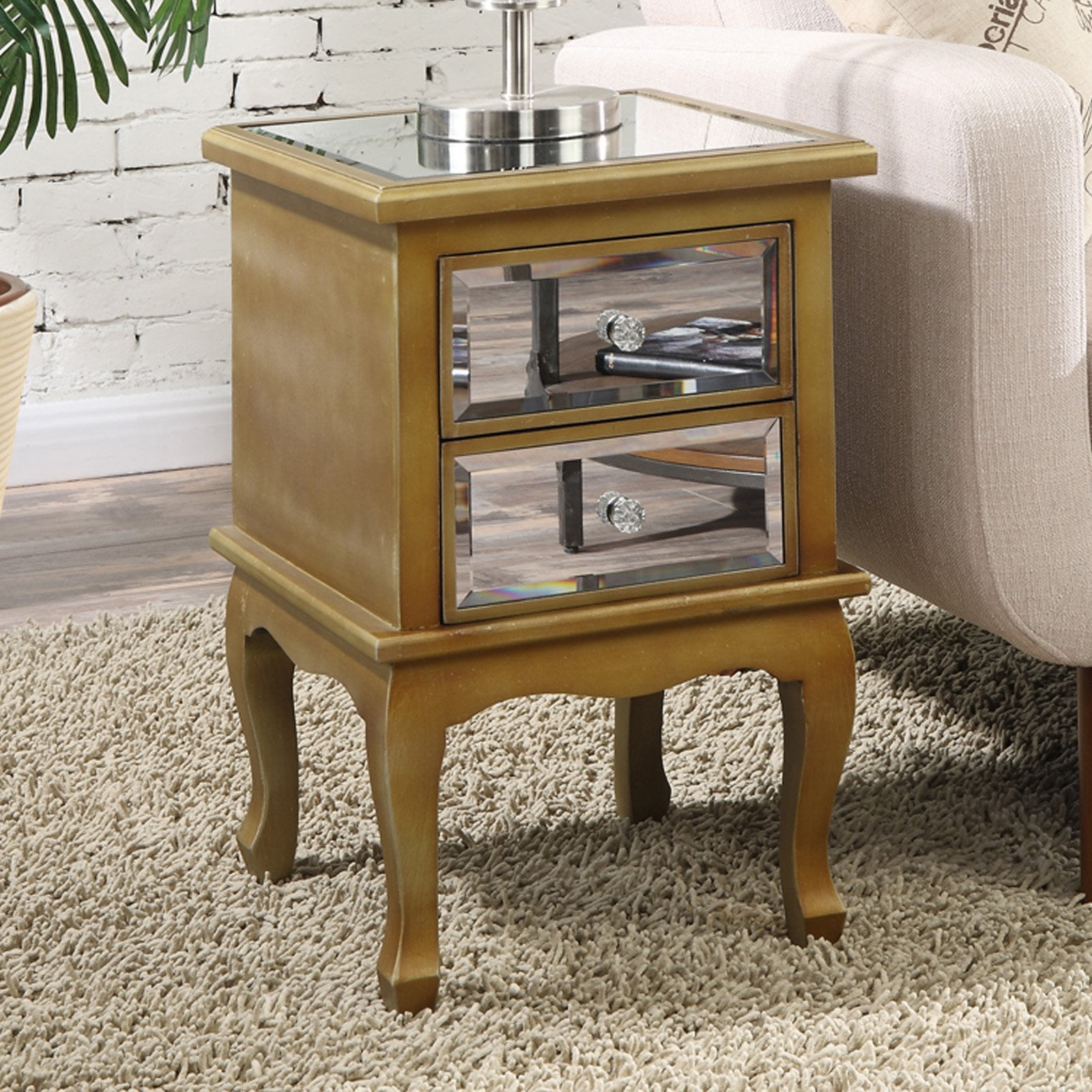 Gold Coast Queen Anne Mirrored End Table, Multiple Colors - Walmart.com