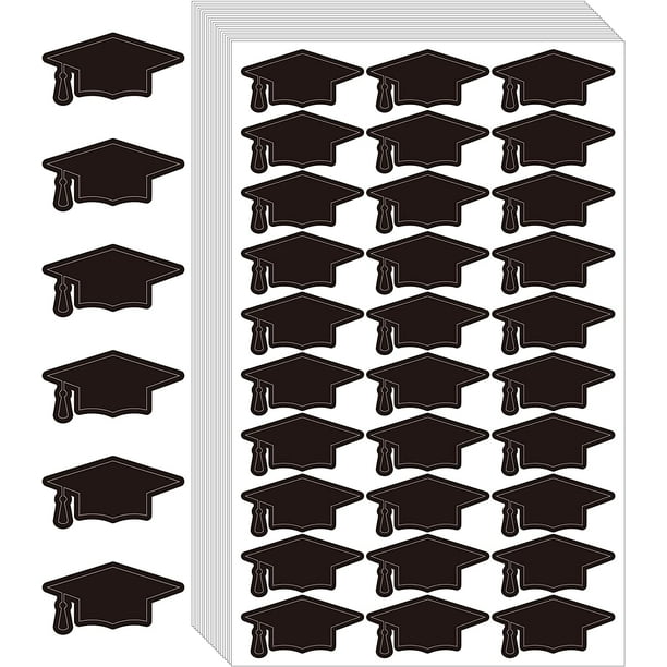 600pcs Graduation Cap Stickers Black Graduation Hat Sealing Labels Grad ...