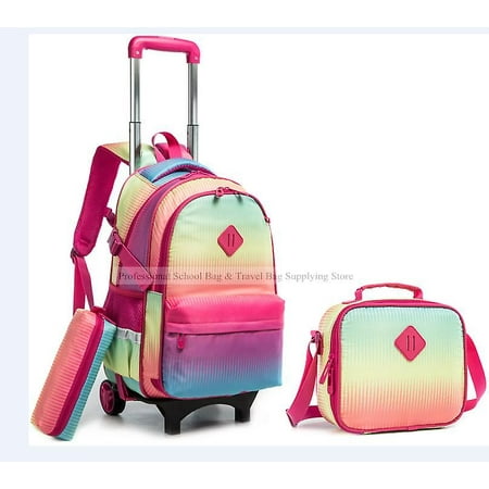 Wheeled School Trolley Bags 16 Inch 3 Pcs Set Lunch Bag Kids School ...