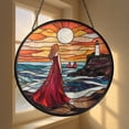 Coastal Figure and Sailboat Stained Glass Style Suncatcher – Round ...