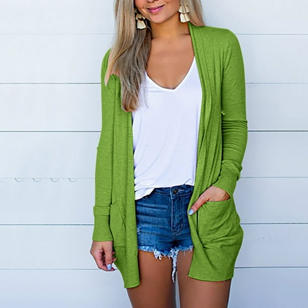 Dengdeng Womens Sweaters With Pockets Long Sleeve Cardigans Sweaters