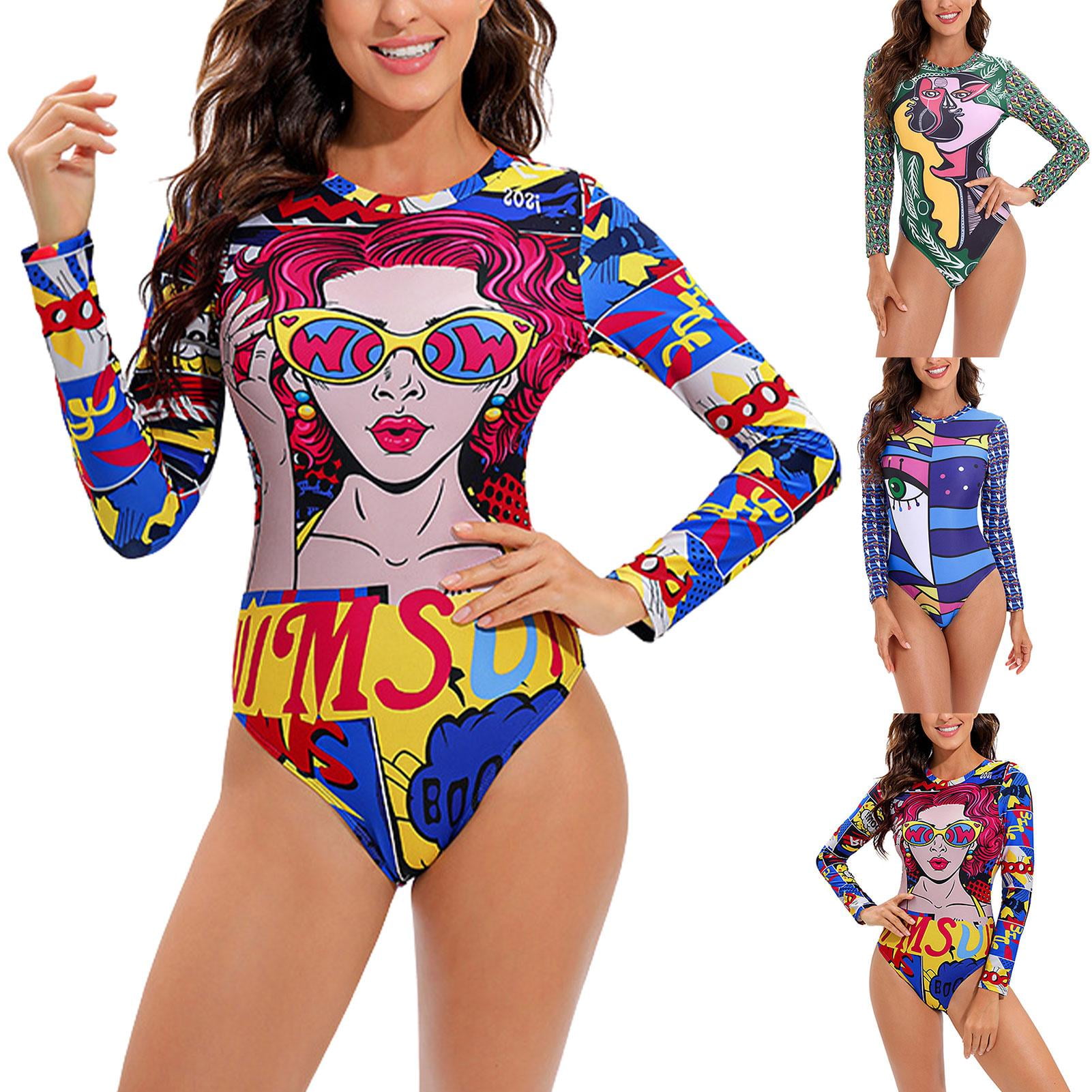 One Piece Swimming Suit Cartoon Push Up Swimwear For Women Backless