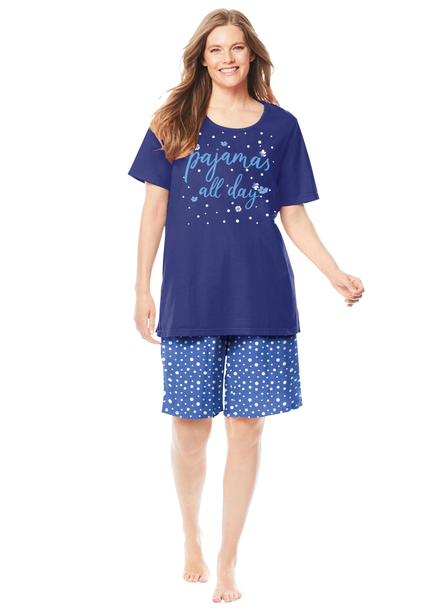 Dreams And Co Dreams And Co Womens Plus Size Knit Pj Short Set Pajamas